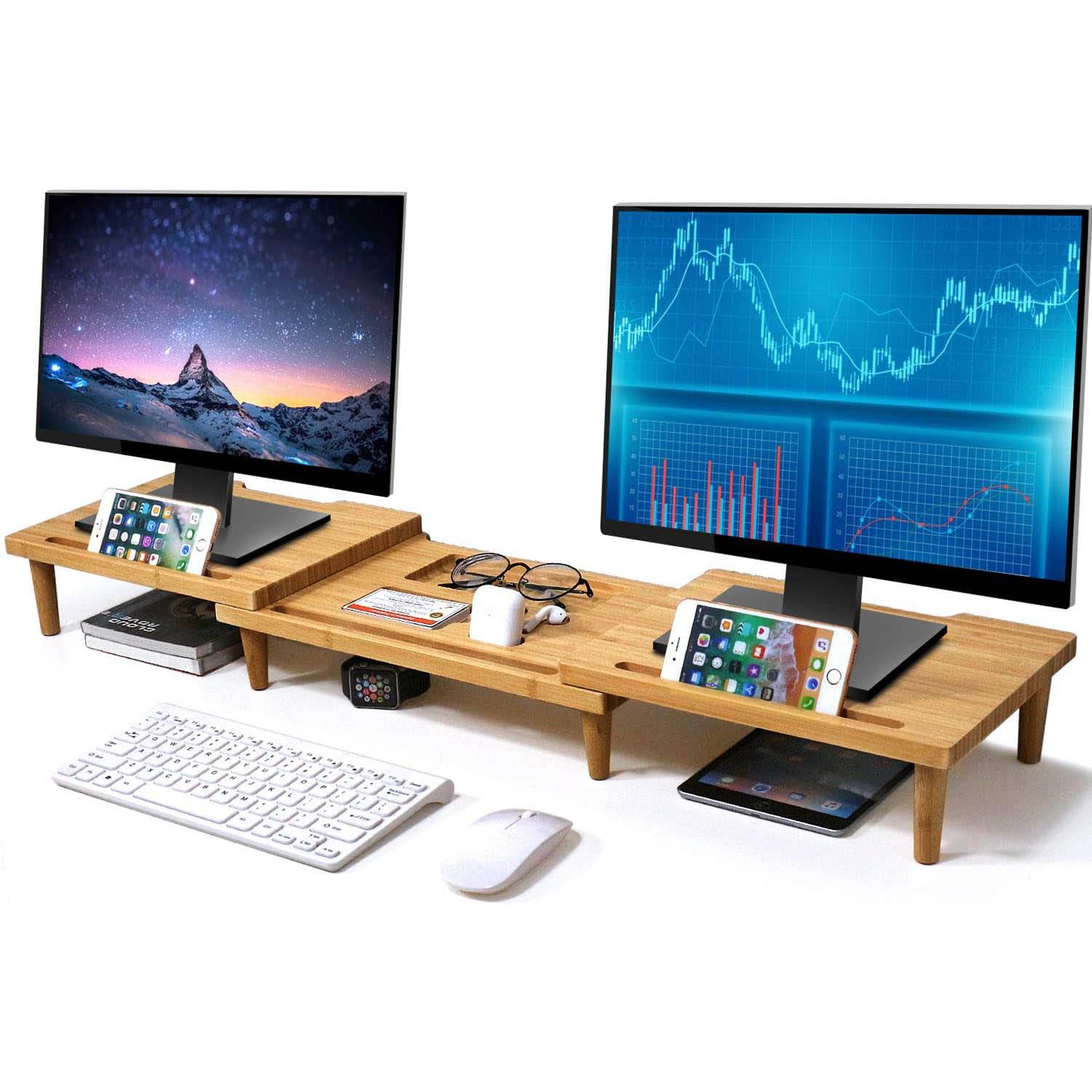 Wholesale Bamboo Wooden Computer Monitor Stand Riser Adjustable ...